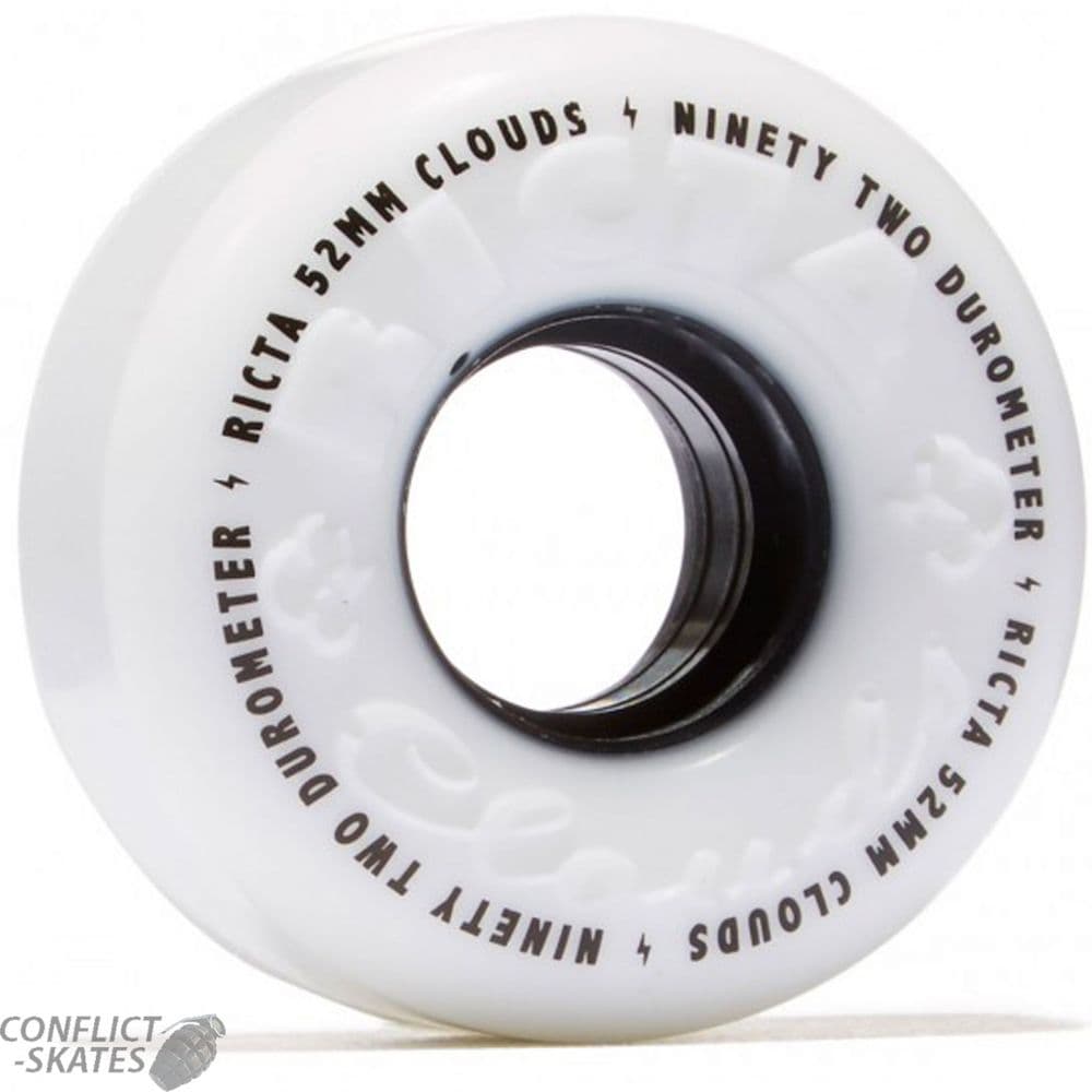 RICTA "Clouds" Skateboard Wheels 52mm WHITE/BLACK 92a Street Hybrid Hardness