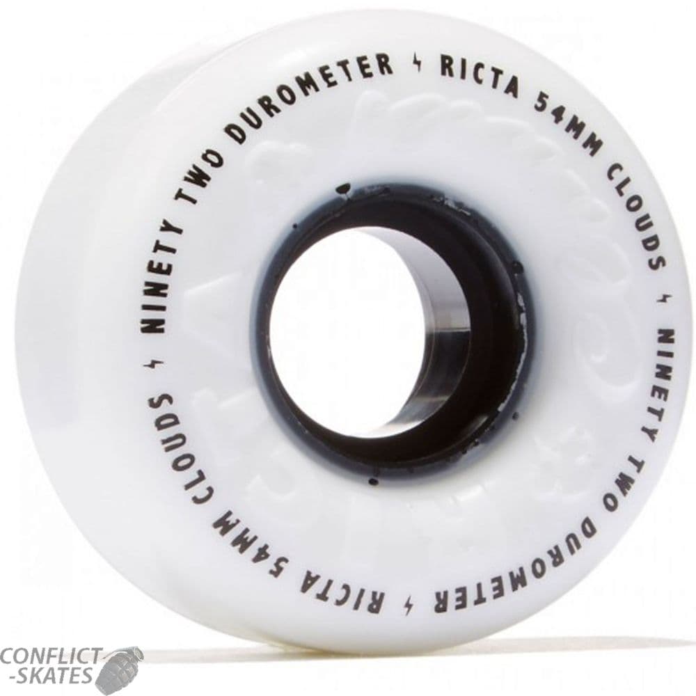 RICTA "Clouds" Skateboard Wheels 54mm WHITE/BLACK 92a Street Hybrid ...