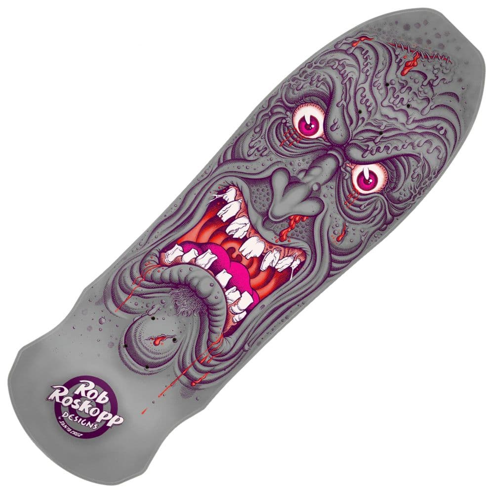 SANTA CRUZ "Roskopp - Face" Skateboard Deck 9 5" GREY 1980s Old Skool