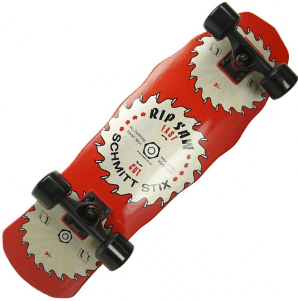 SCHMITT STIX "Rip Saw" Complete Skateboard 8 75" x 28 25" Mini Cruiser RED