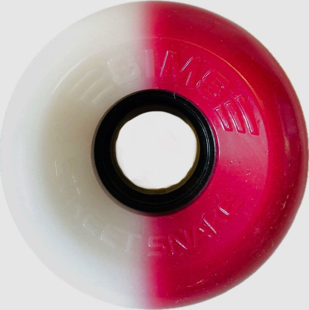 SIMS "Street Snake" 2-Tone Roller Skate Wheels 78a CHERRY RED / WHITE ...