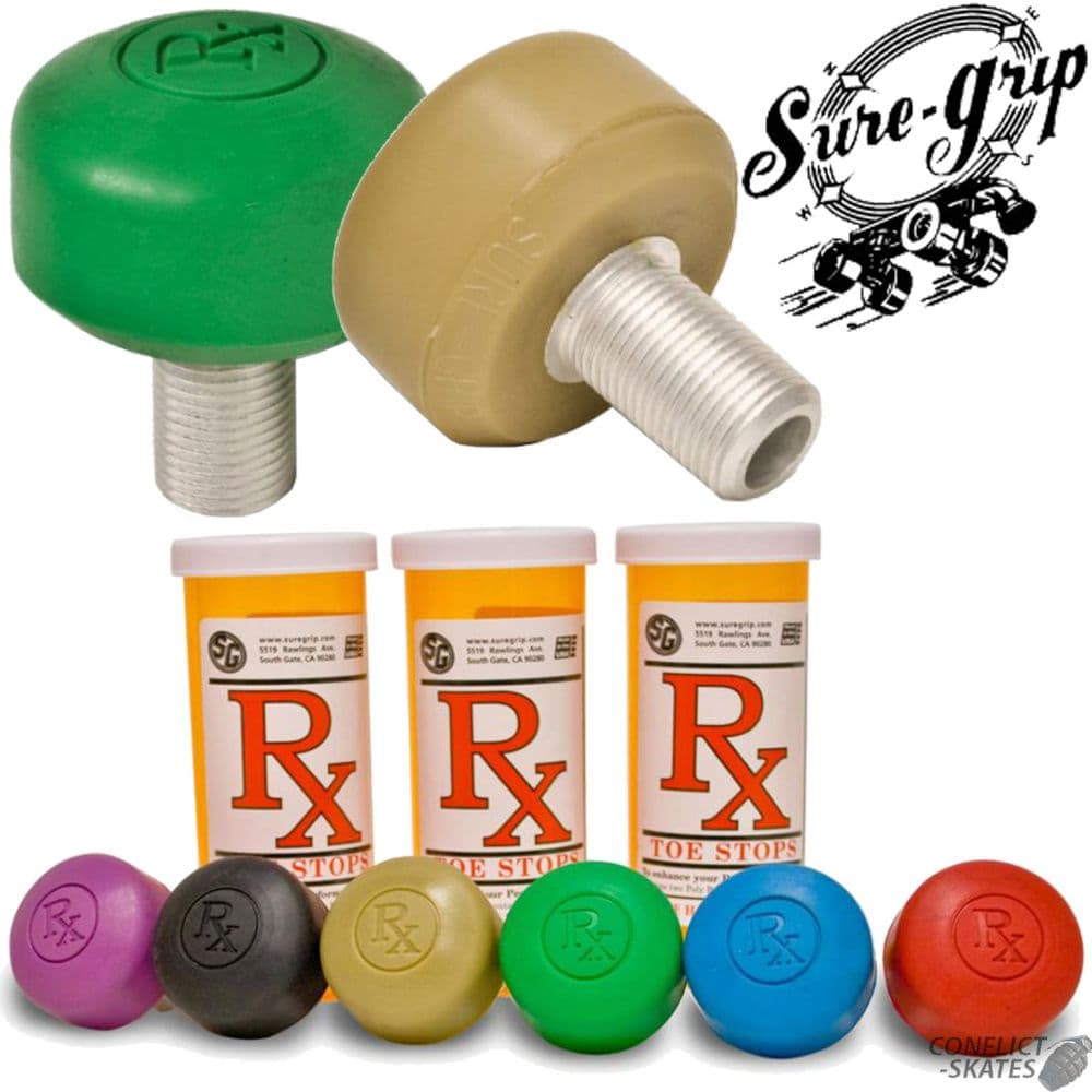 SURE-GRIP "RX" Toe Stops Roller Derby Rollerskate Pair 2 RED BLUE ...