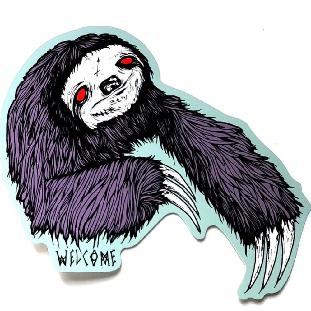 WELCOME SKATEBOARDS "Sloth" Skateboard Sticker 16cm TEAL LARGE