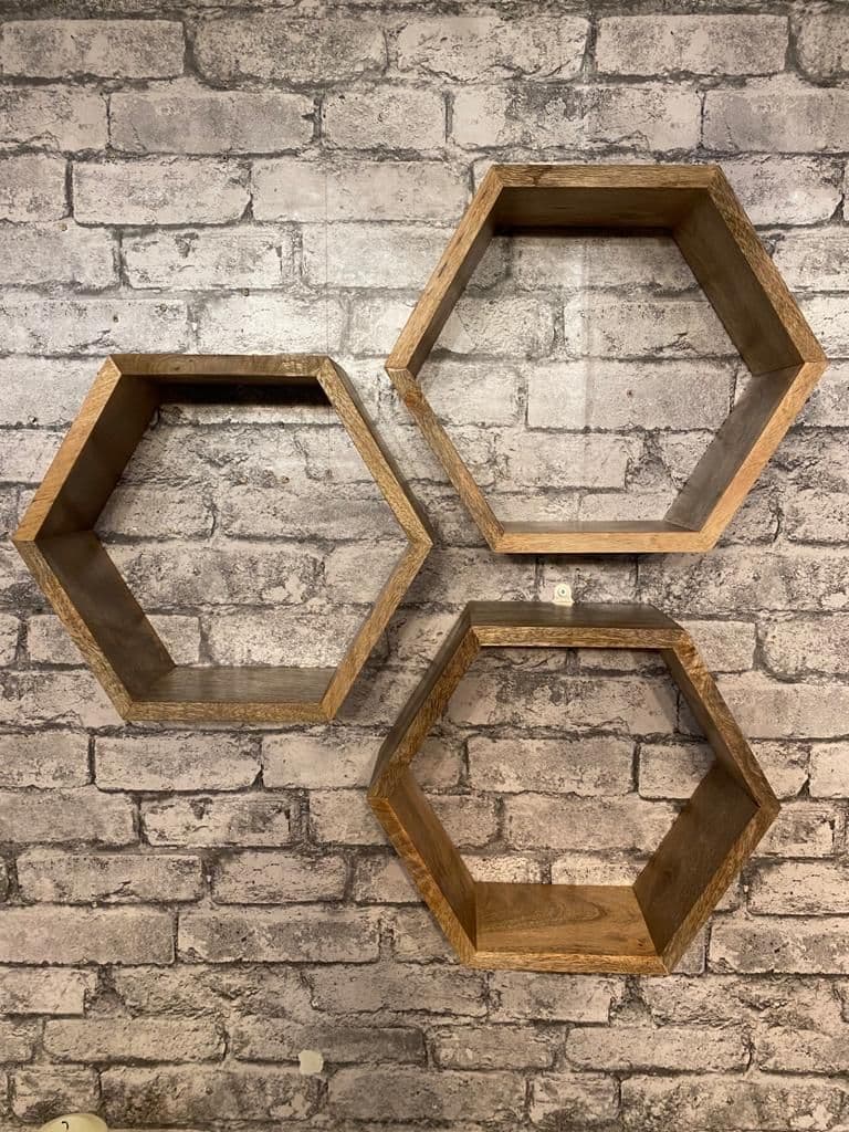 FLOATING HEXAGONAL WALL SHELVES - HEX-288 4 sizes
