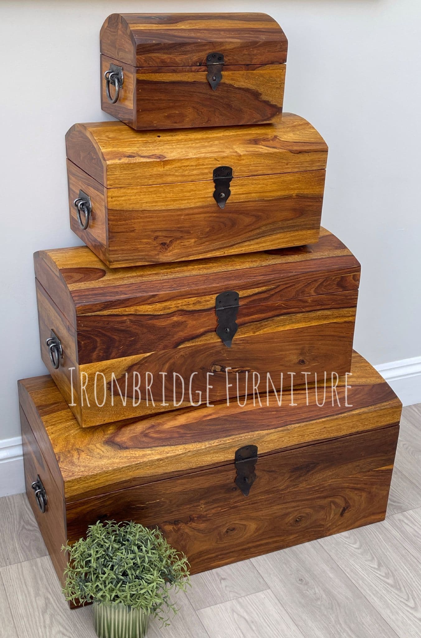 SHEESHAM WOOD TREASURE CHEST TRUNKS - 4 sizes