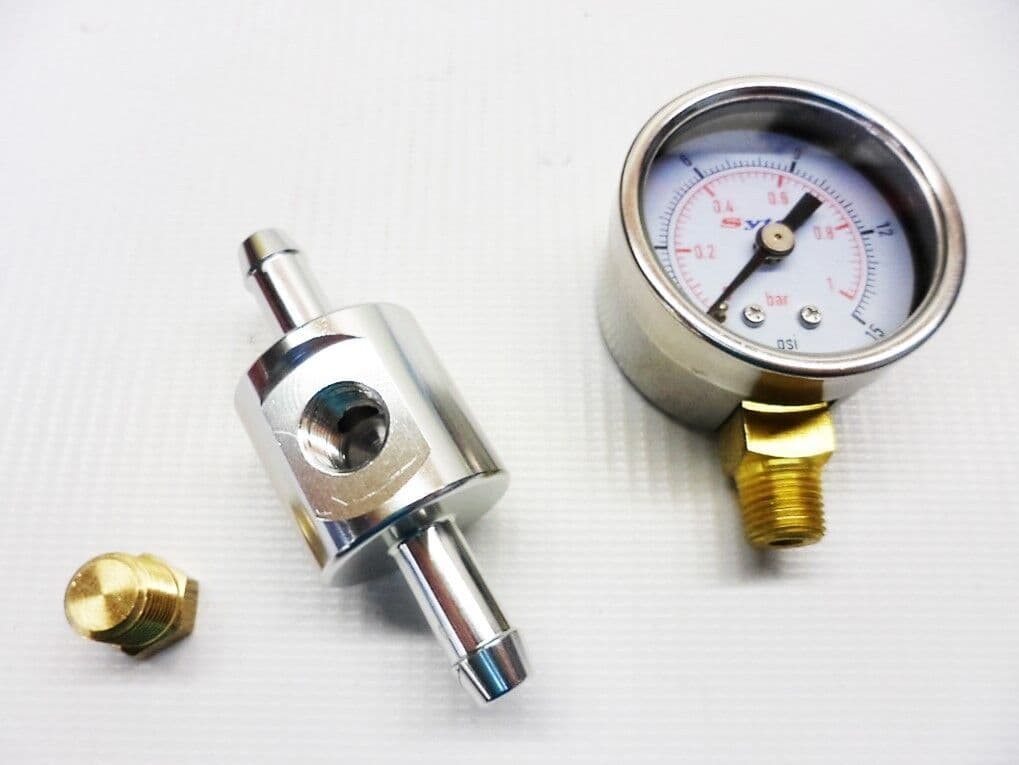 Fuel Pressure Test Gauge & 8mm Solid Adaptor With Blanking Plug ...