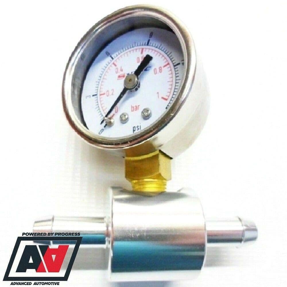 Fuel Pressure Test Gauge & 8mm Solid Adaptor With Blanking Plug ...
