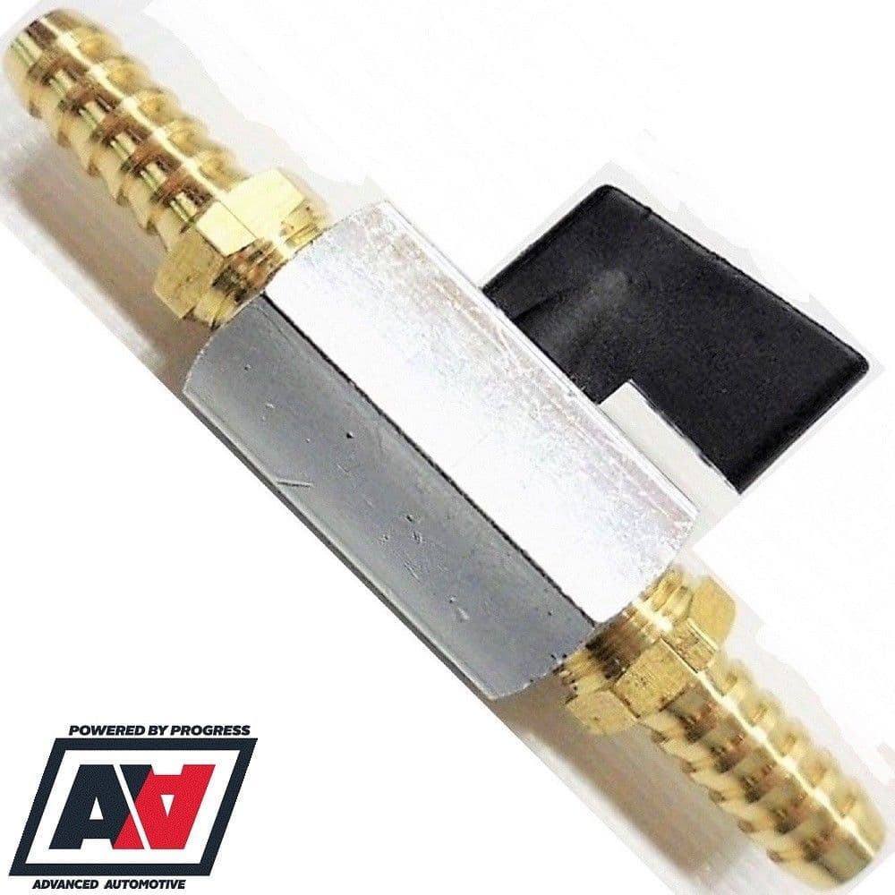 IN-LINE FUEL TAP STAINLESS BALL BRASS TAILS 10mm ID PIPE COMPETITION ...