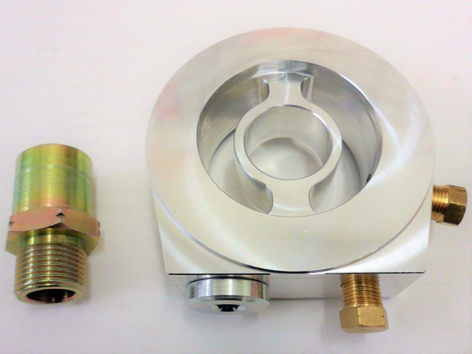 Mocal Billet Silver Sandwich Plate 3 Port Sensor With Oil Filter 3/4 ...