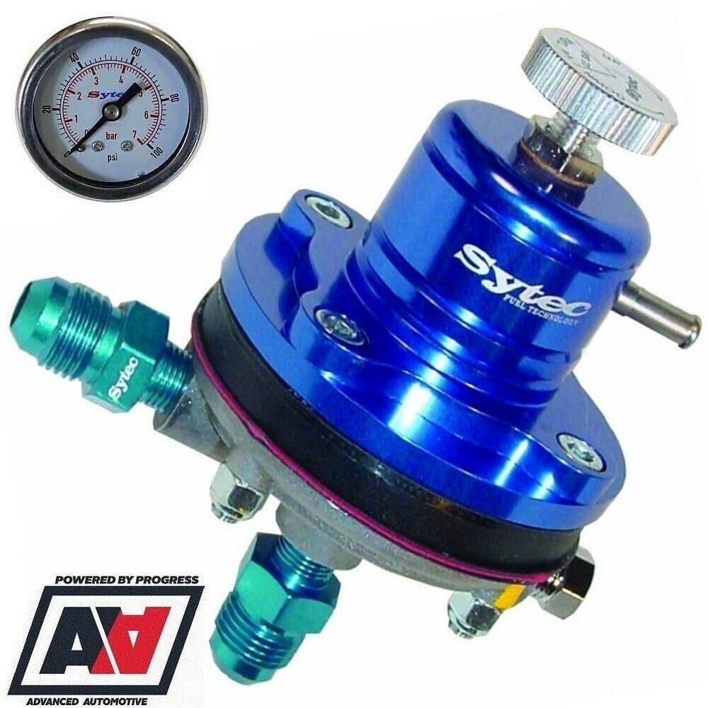 Sytec Motorsport Blue MSV Adjustable Fuel Pressure Regulator & Gauge -8 ...