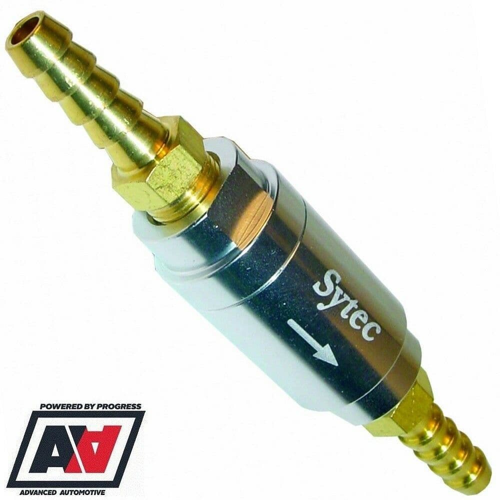 Sytec Non Return One Way Check Valve Silver 8mm Tails | Advanced Automotive