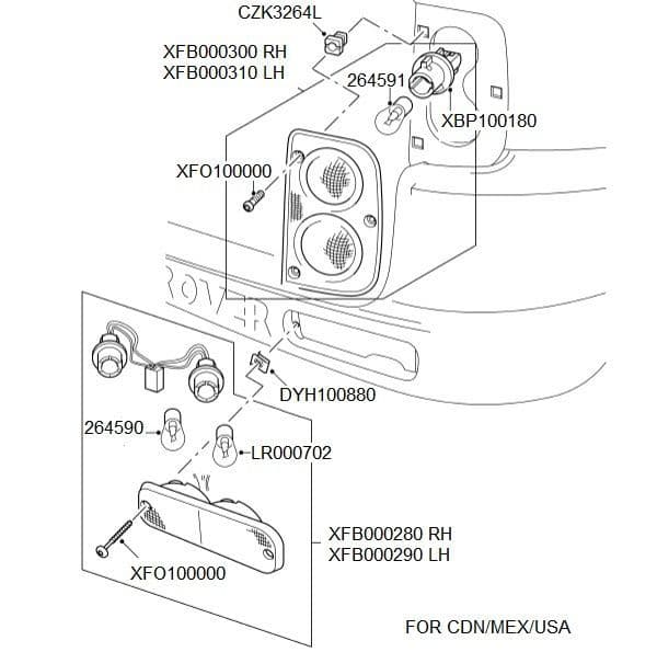 Rear Lights from VIN 2A000001 to 3A999999 N.A.S