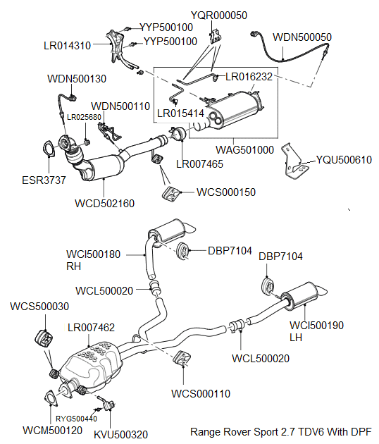 Exhaust System 2.7 TDV6 With DPF