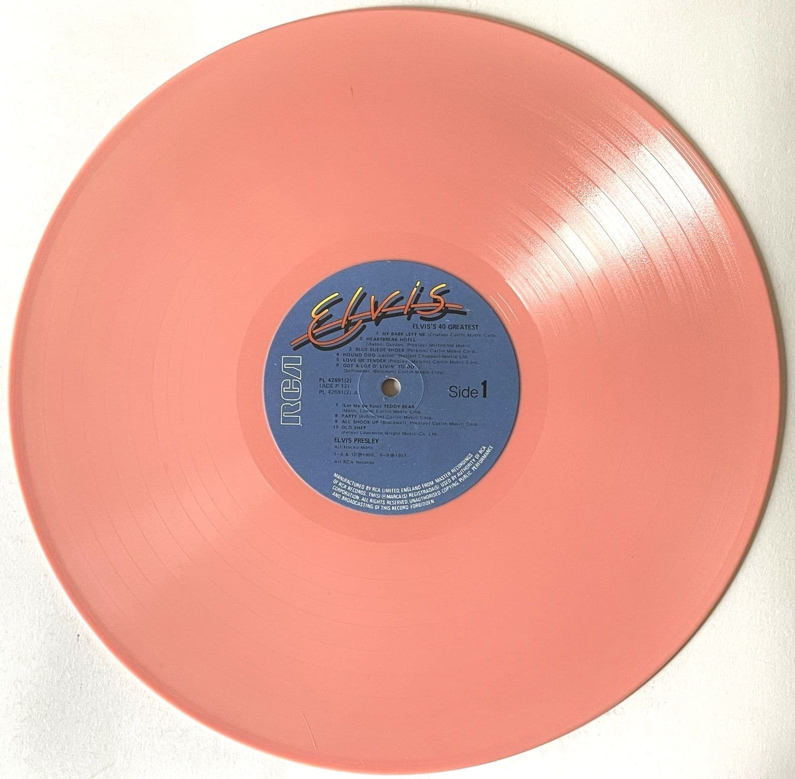 Elvis Presley - Elvis 40 Greatest LP Pink Vinyl VG /G