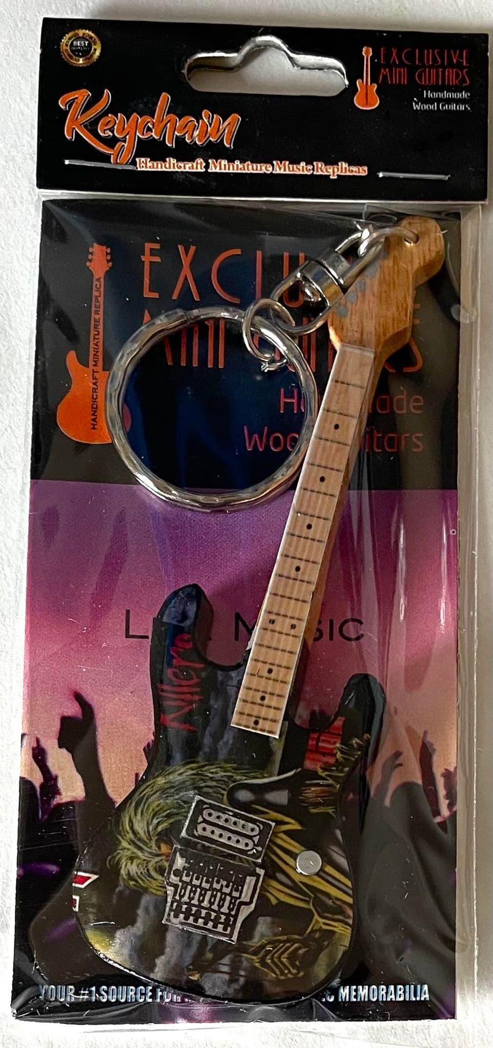 KEYCHAIN Handicraft Wood Guitar Replica Miniature Guitar - Iron Maiden ...