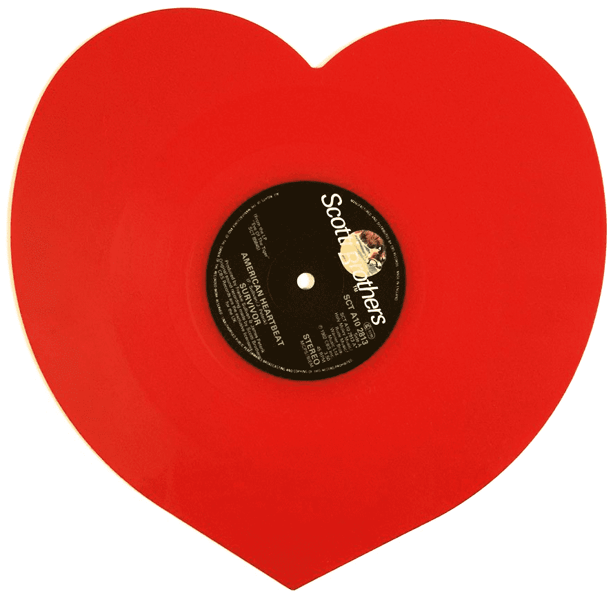 Survivor - American Heartbeat 7" Heart-Shaped Red Vinyl VG-/NM