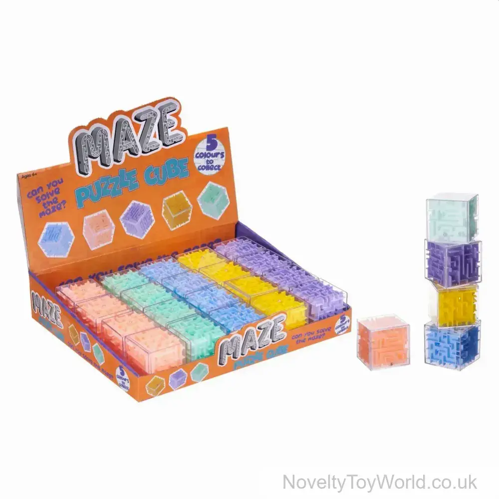 3D Maze Puzzle Cube - Assorted Colours (4.5cm) | Mini Games Wholesale