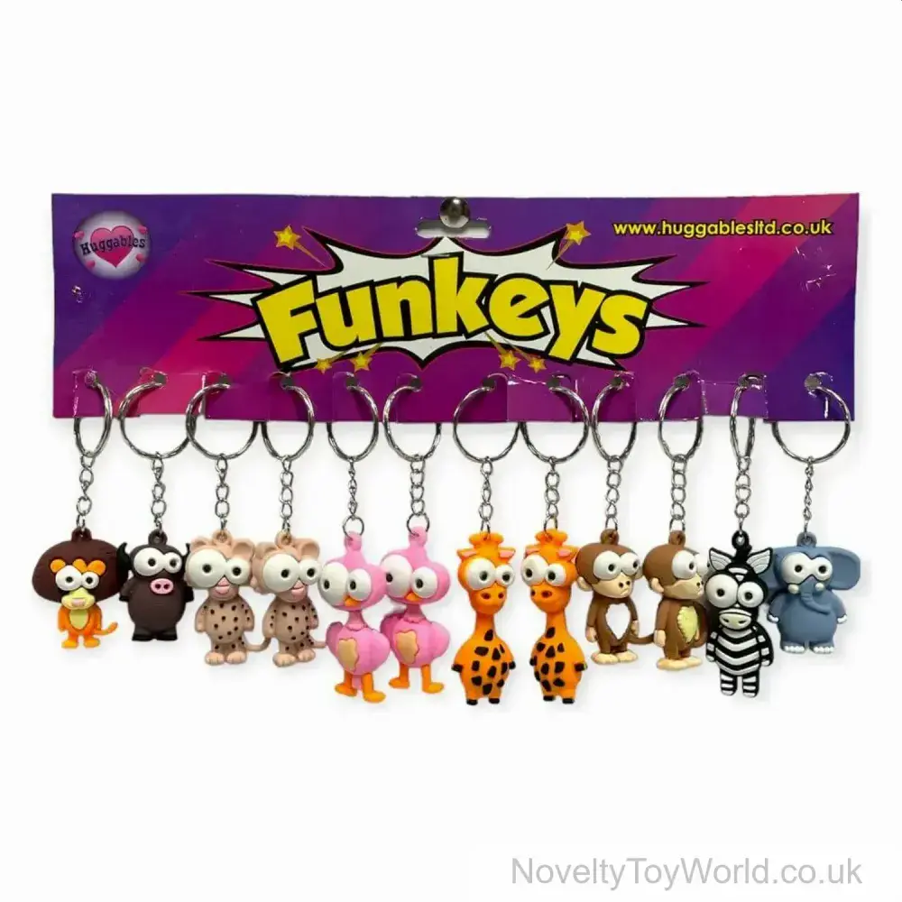3D Zoo Animal Big Eye Keyring - 8 Assorted | Wholesale Animal Keychains UK