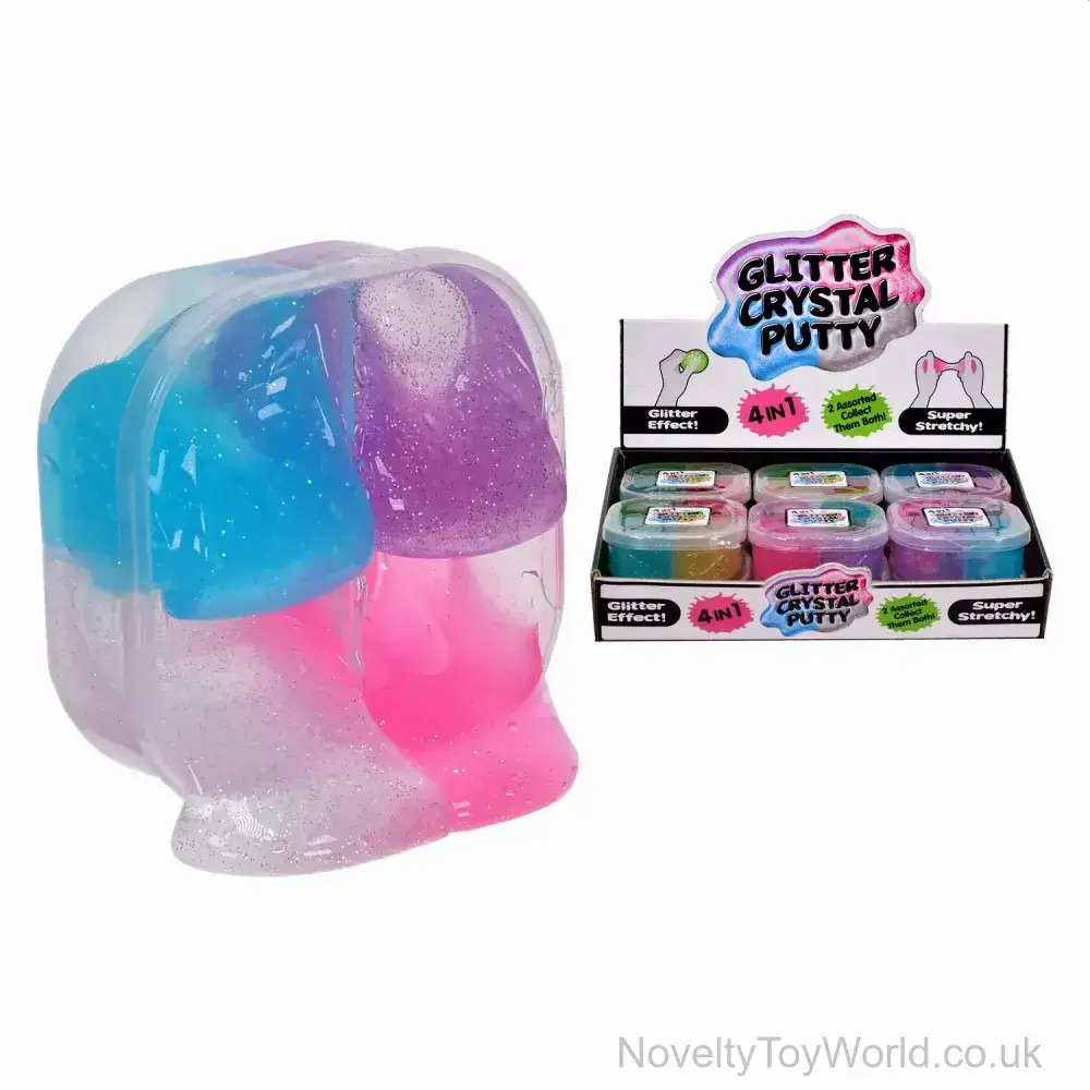 4 in 1 Glitter Crystal Play Putty - 2 Assorted | Wholesale Sensory Toys