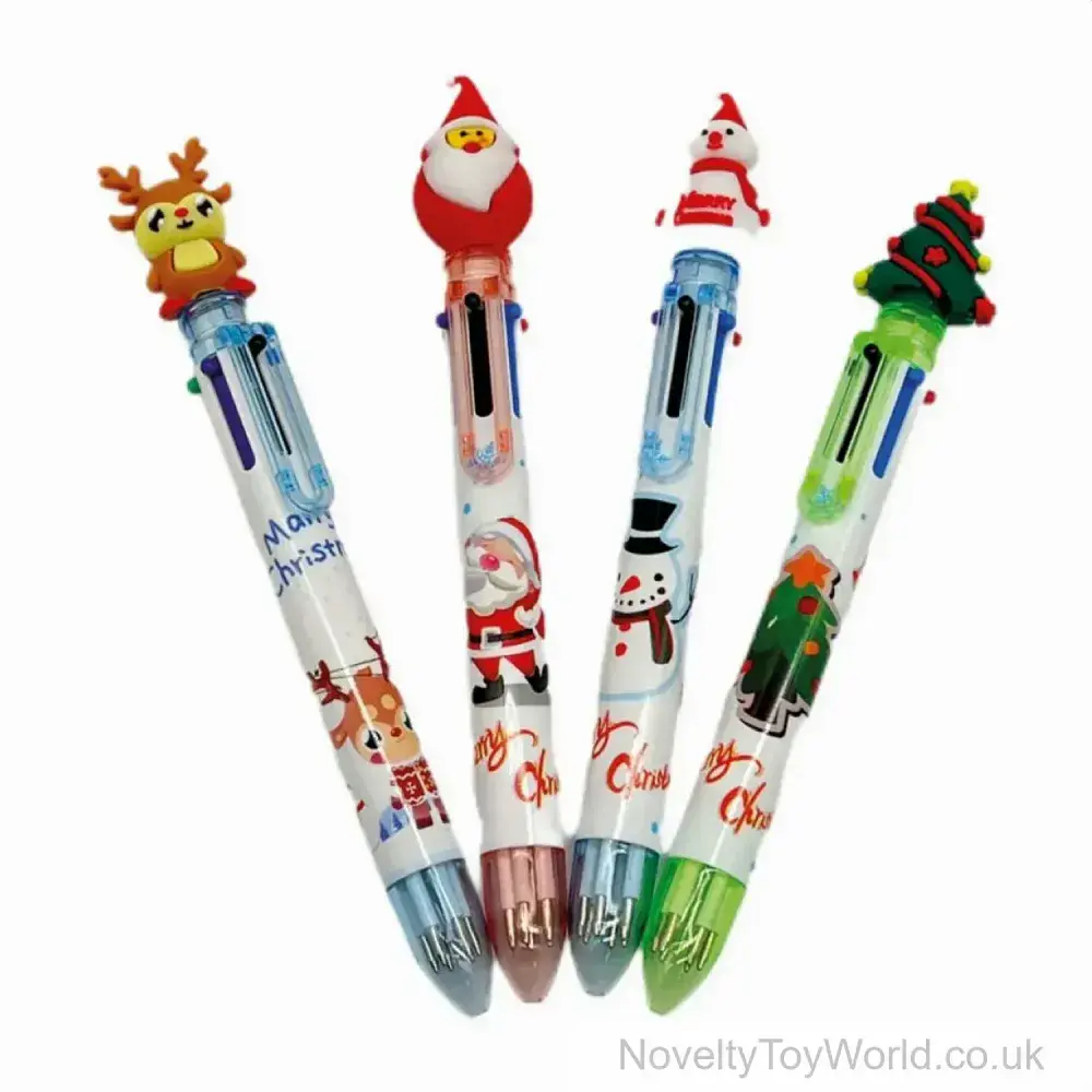 6 Colour Christmas Pen With Xmas Topper | Wholesale Christmas Gifts For ...