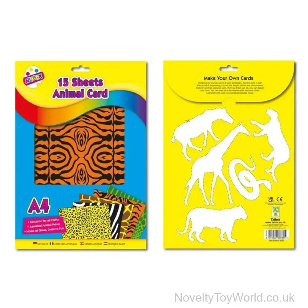 A4 Animal Print Cards - Pack of 15 Sheets | Wholesale Arts & Crafts