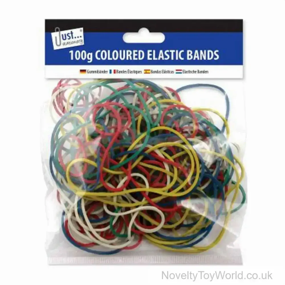 Bag Of Colourful Elastic Bands - 100 Grams | Bulk Buy Arts & Crafts