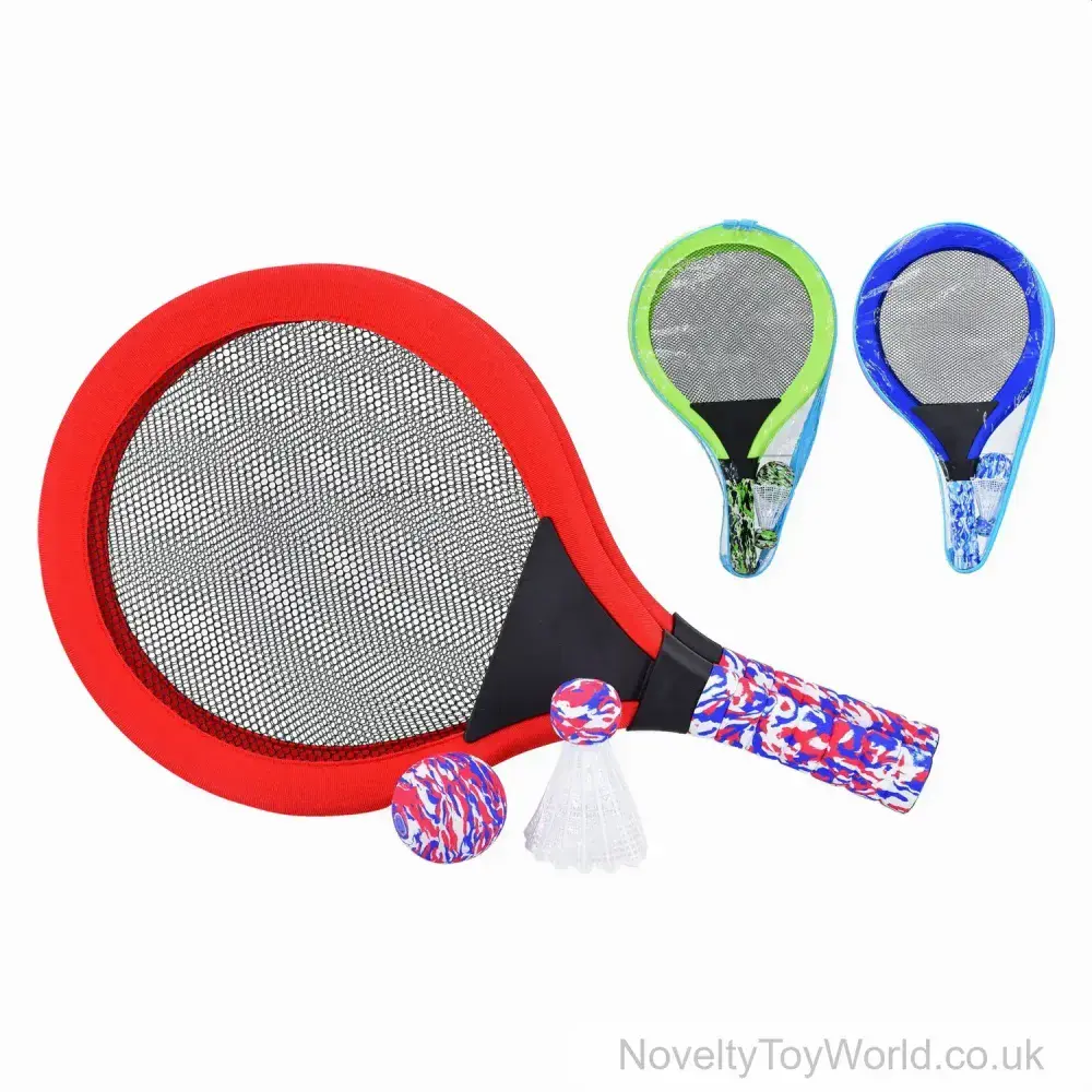 Bouncy Mesh Soft Racket, Ball & Shuttlecock Set | Wholesale Beach Toys