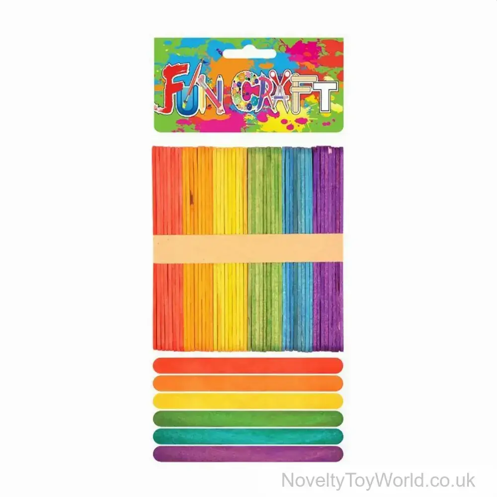 Bulk Buy | Bright Colour Wooden Crafting Ice Lolly Sticks (11cm)