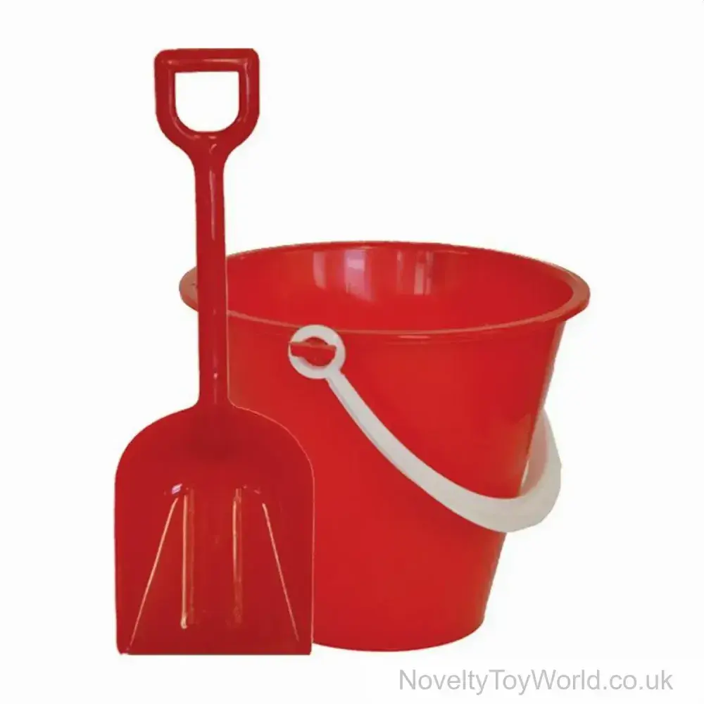 Wholesale | Red Bucket & Spades Set (16.5cm) | Bulk Buy Beach Toy