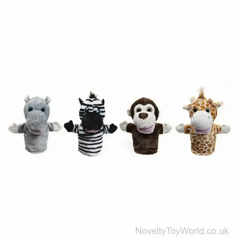 Cute Zoo Animal Plush Hand Puppets - 4 Assorted (24cm) | Wholesale Puppets