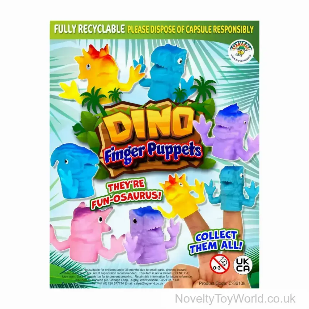 Dinosaur Finger Puppet - 55mm Vending Capsule | Wholesale Amusements ...