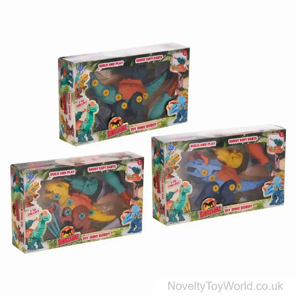 DIY Build Your Own Dart Shooting Dinosaur Robot - 3 Assorted | Wholesale