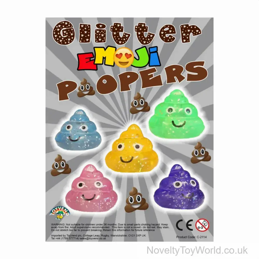 Emoji Glitter Poop Pencil Toppers - 35mm Vend Capsule | Amusements ...