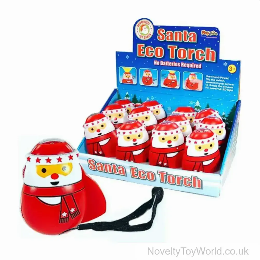Father Christmas Eco Hand Power Torch - Santa Toys (12cm) | Bulk Buy