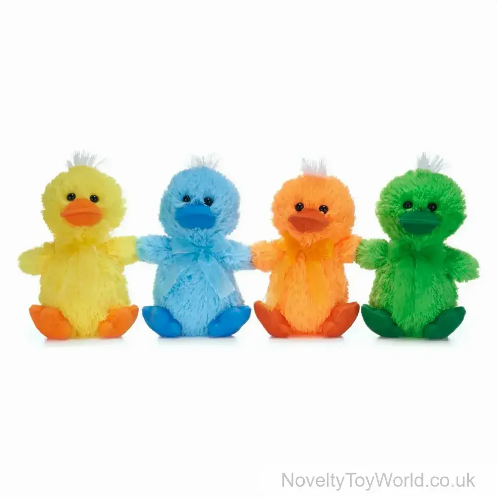 Fluffy Duck Soft Toy With Ribbon (22cm) - 4 Assorted | Bulk Buy Plush ...