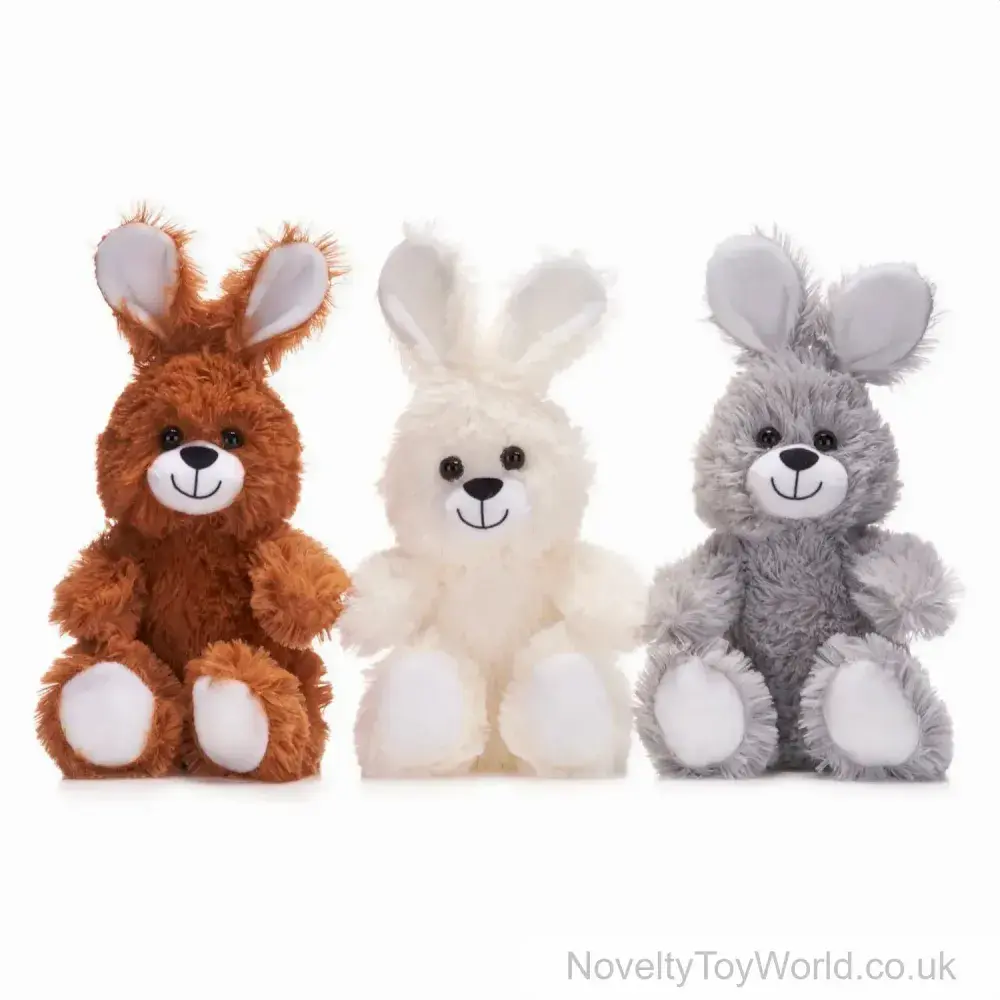 Fluffy Smiling Rabbit Soft Toy (21cm) - 3 Assorted | Wholesale Plush Toys
