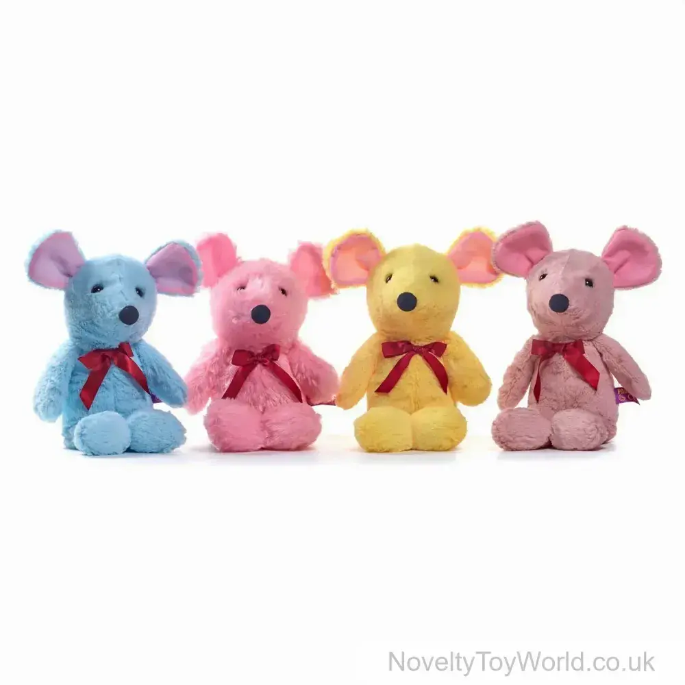 Fluffy Super Soft Plush Toy Mouse with Ribbon (32cm) | Bulk Buy Toys