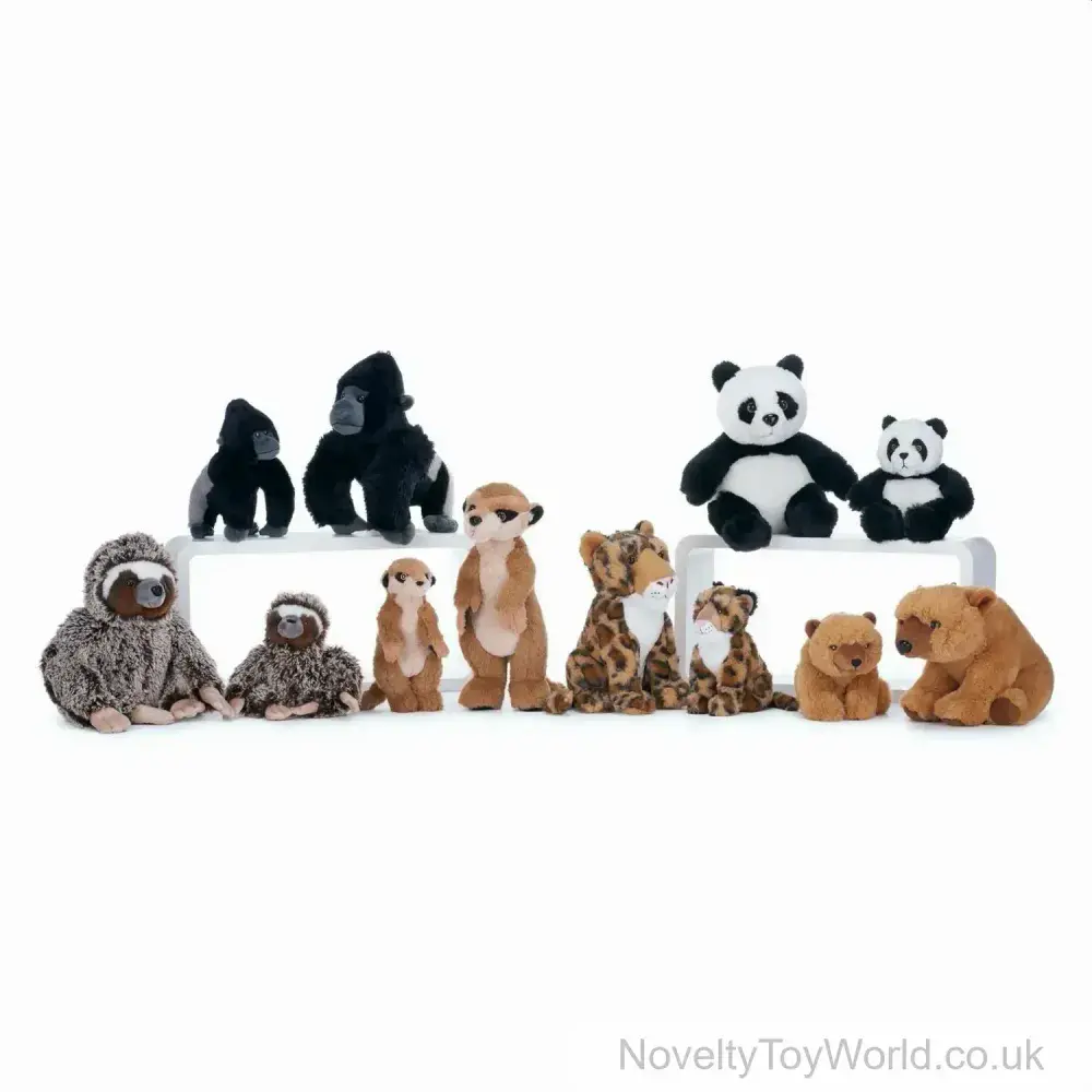 Fluffy Zoo Animal Plush Toy (15cm) | Gorilla, Sloth, Bear, Tiger ...
