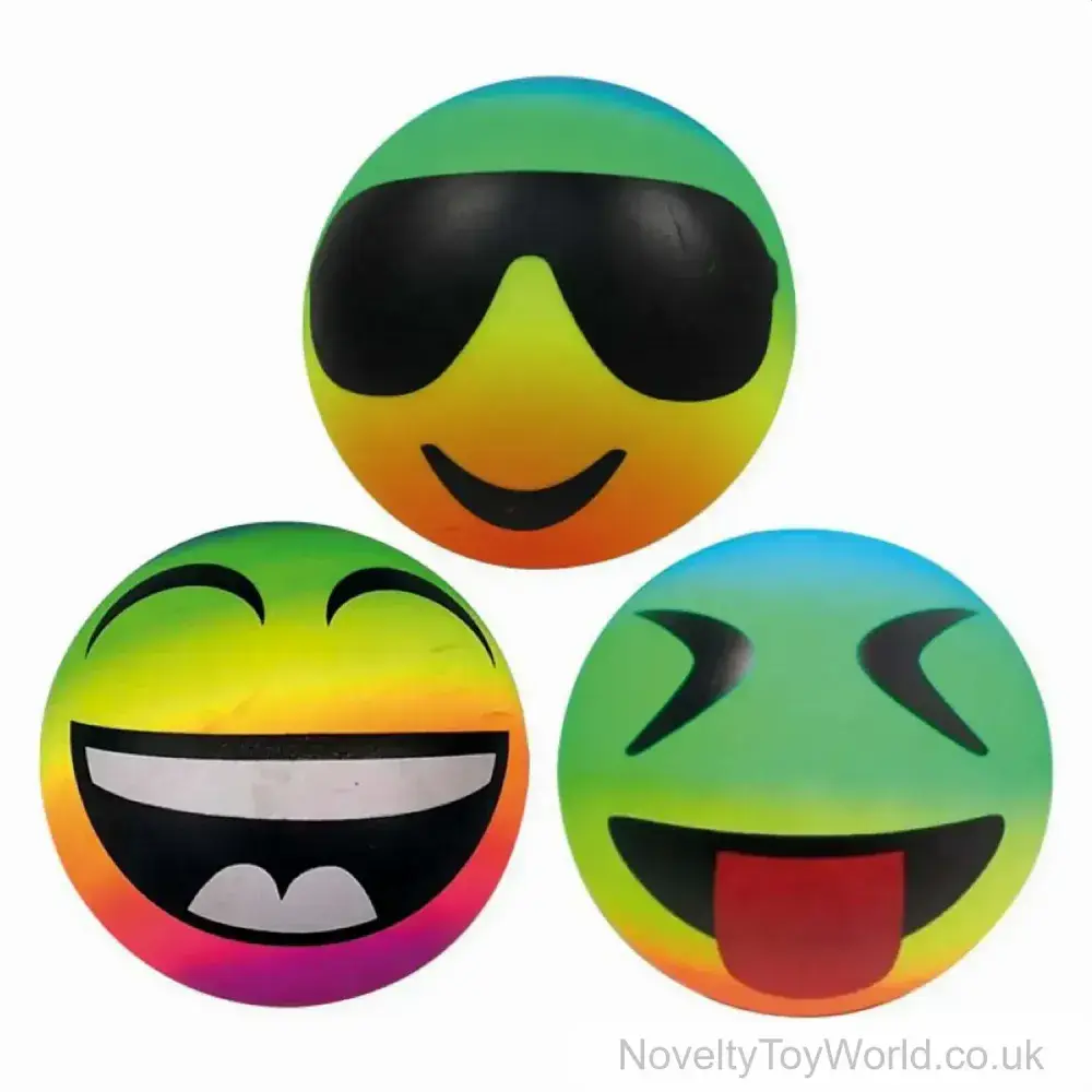 Funny Face Emoji PVC Ball 3 Assorted - 22cm | Wholesale Emoji Toys UK