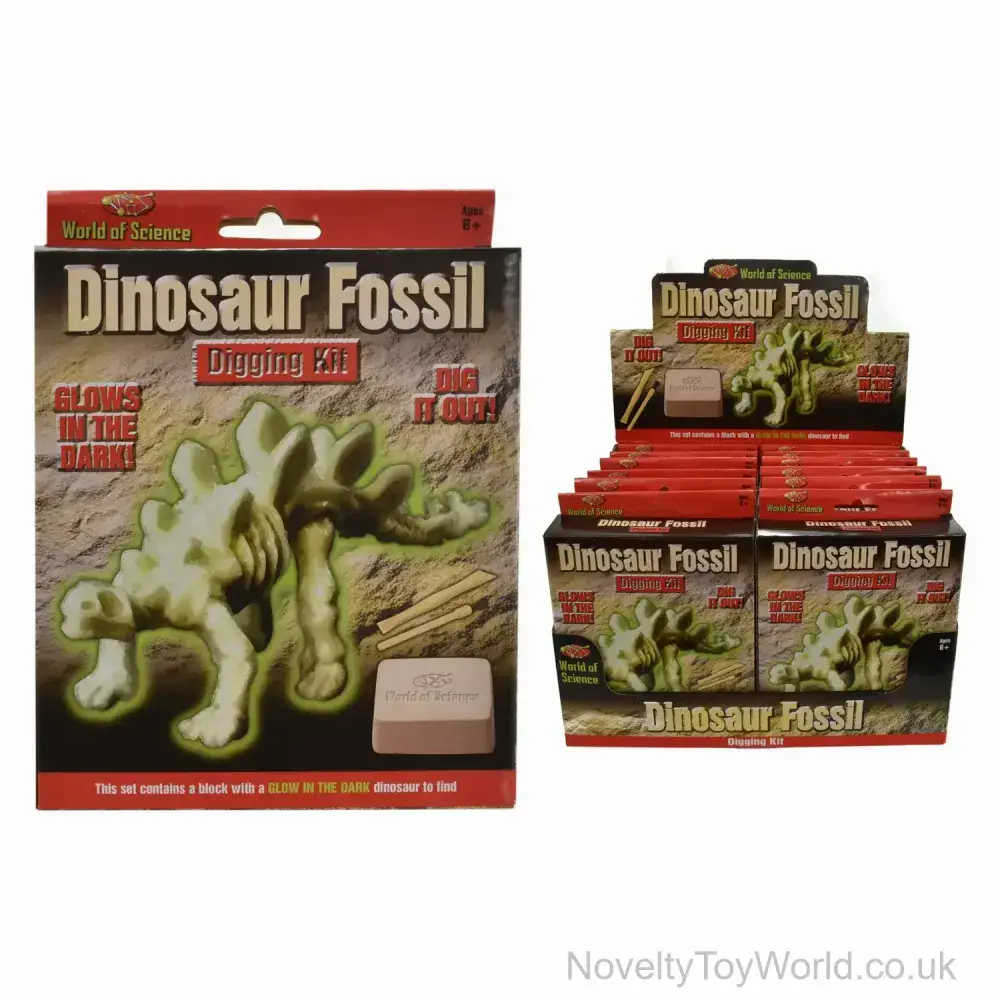 Glow in The Dark Dinosaur Fossil Digging Kit (20cm) | Wholesale Dino Toys