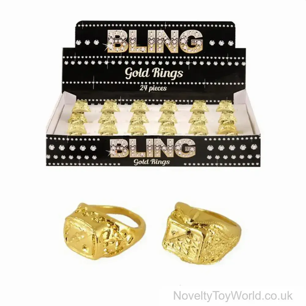 Gold Plastic Fancy Dress Bling Rings