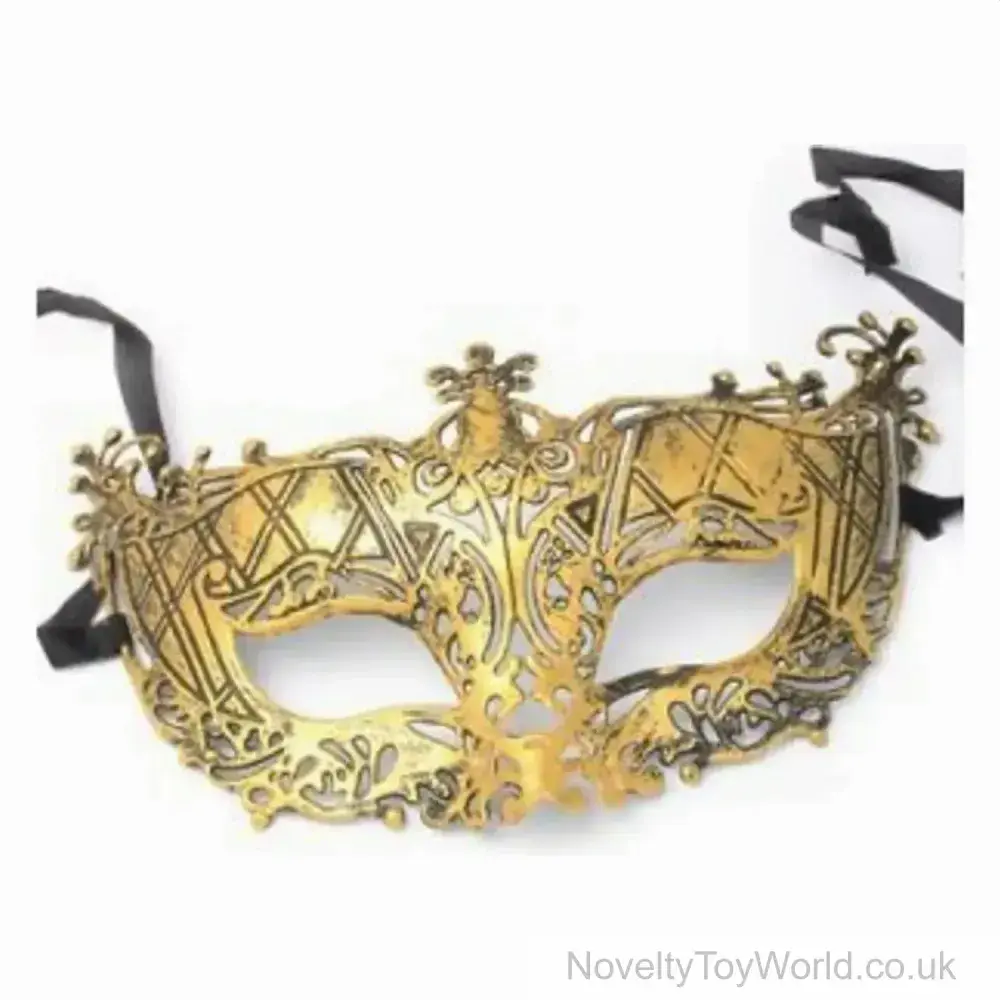 Gold Plastic Fancy Dress Masquerade Mask | Wholesale Costume Accessories