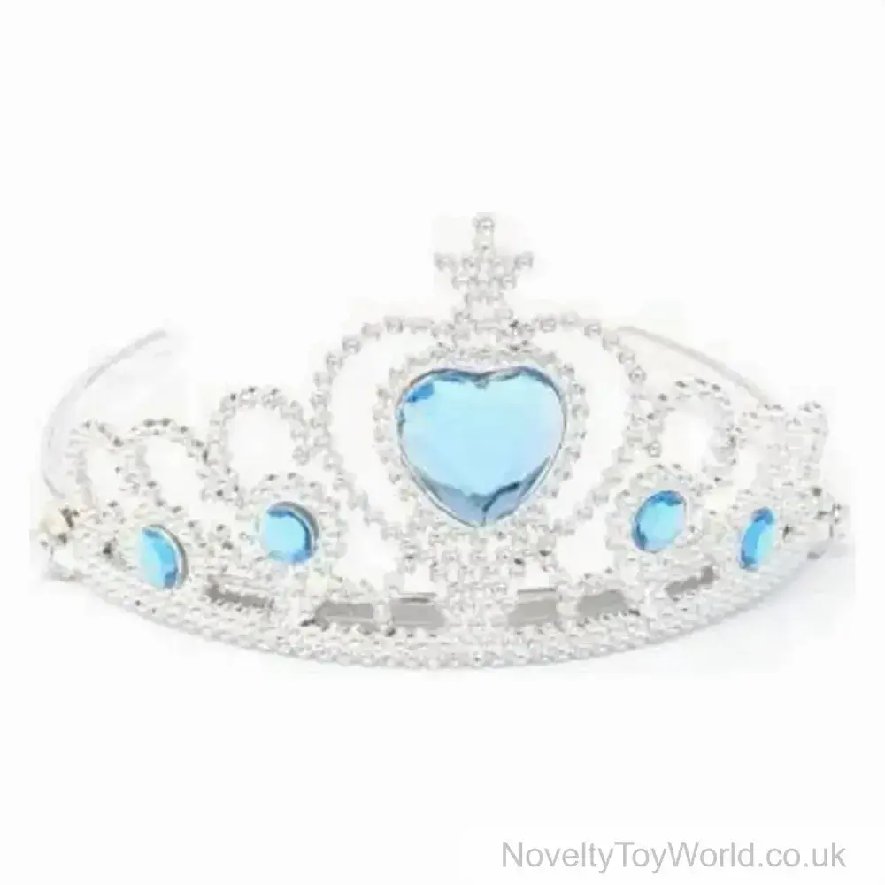 Ice Blue Heart Jewel Plastic Tiara | Bulk Buy Princess Fancy Dress
