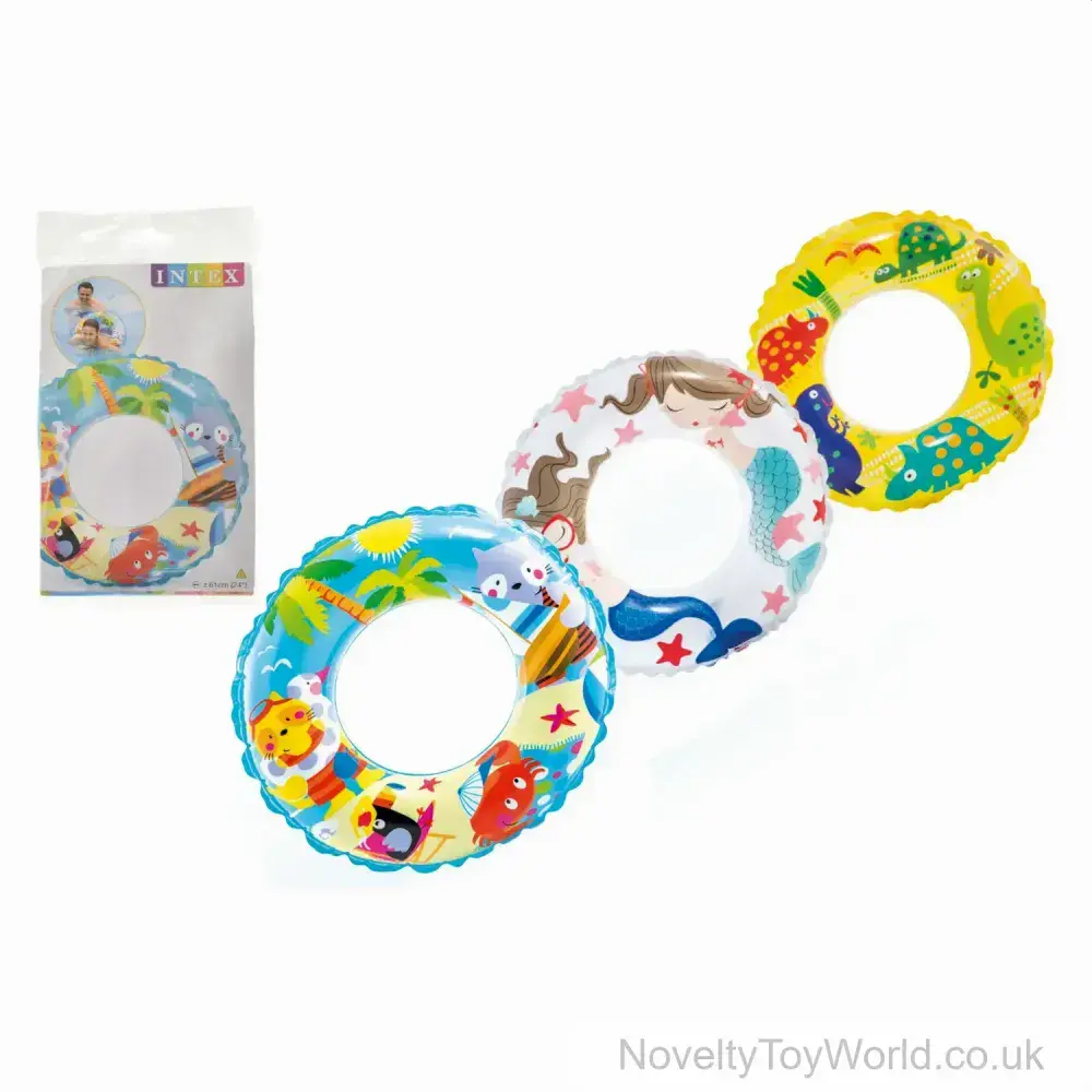 Bulk Buy Coloured Intex Inflatable Children's Swim Rings (60cm ...
