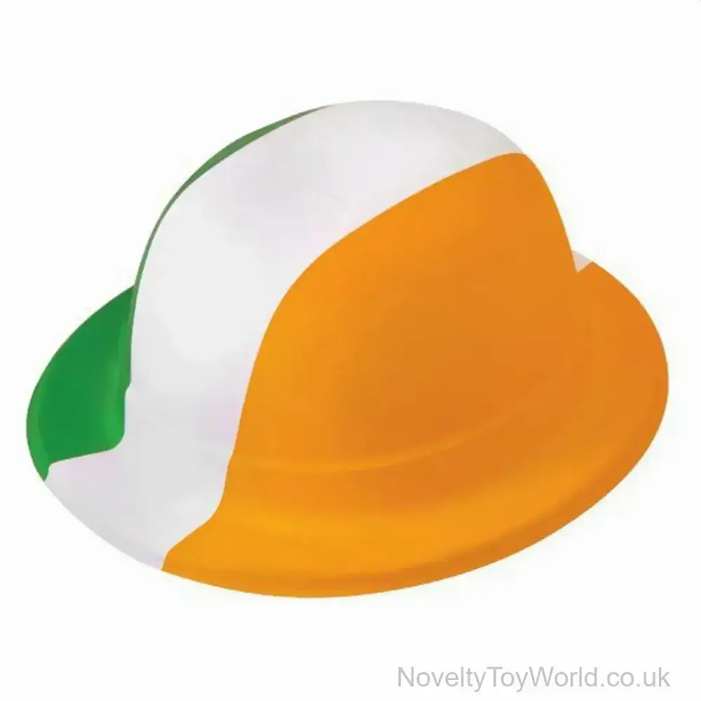 Wholesale Irish Flag Plastic Bowler Party Hat - Adult Fancy Dress