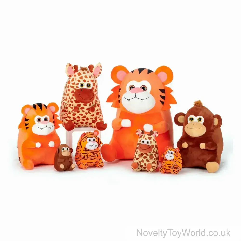 Jungle Animal Podgies Squashy Soft Toy - 4 Assorted (13cm) | Small Plush