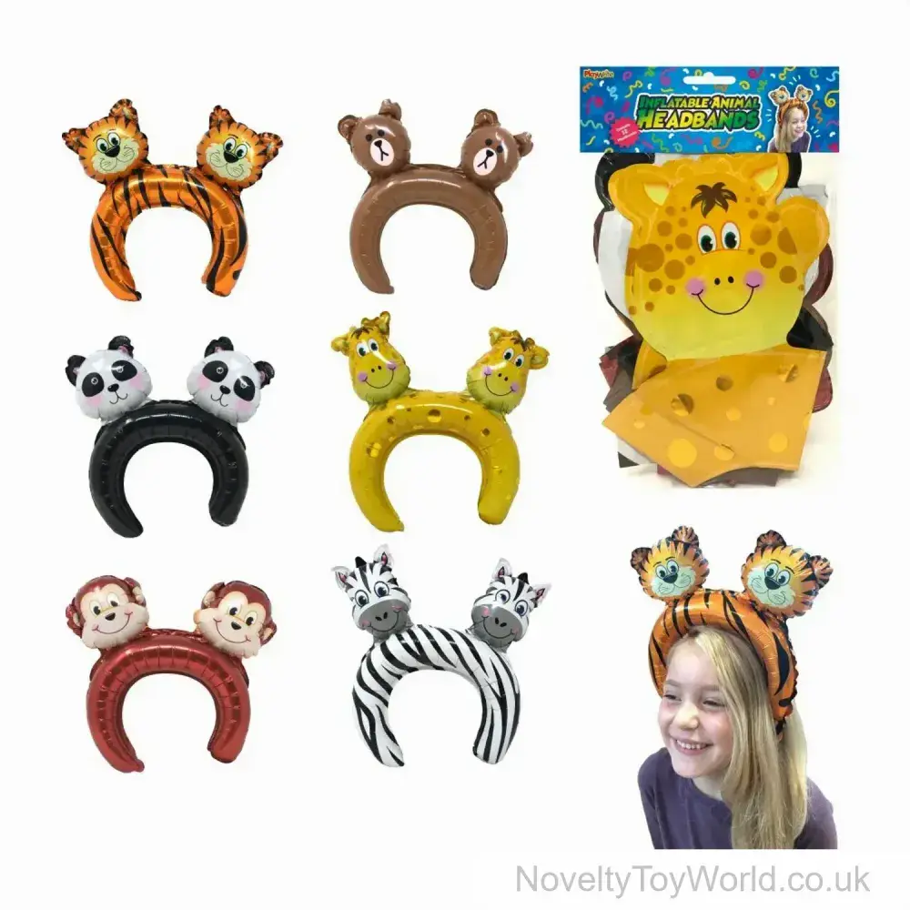 Jungle Zoo Animal Inflatable Headbands (25cm) | Wholesale Novelties UK