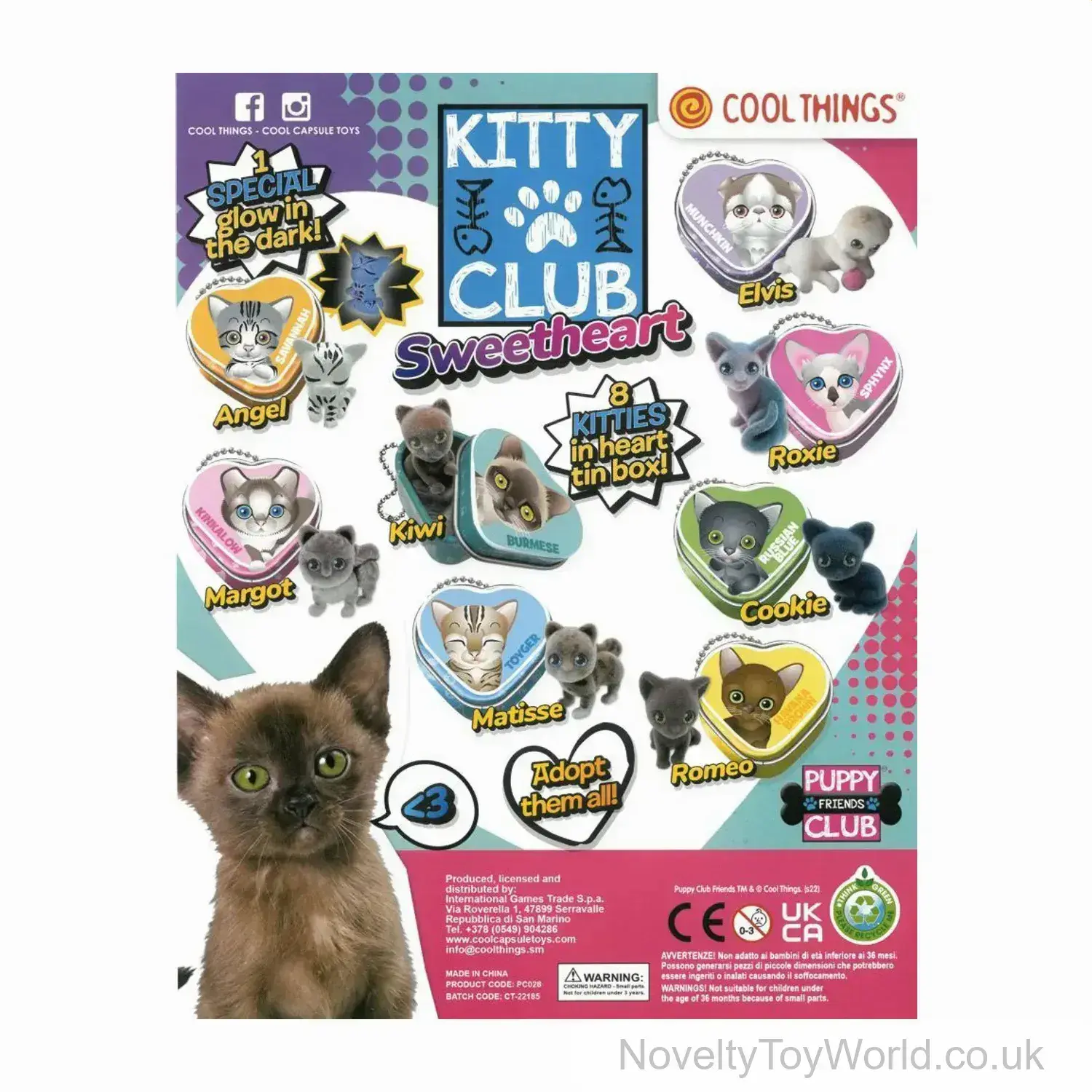 Kitty Club Kittens In Tin 50mm Vending Capsule 50 Units 0.54 per unit