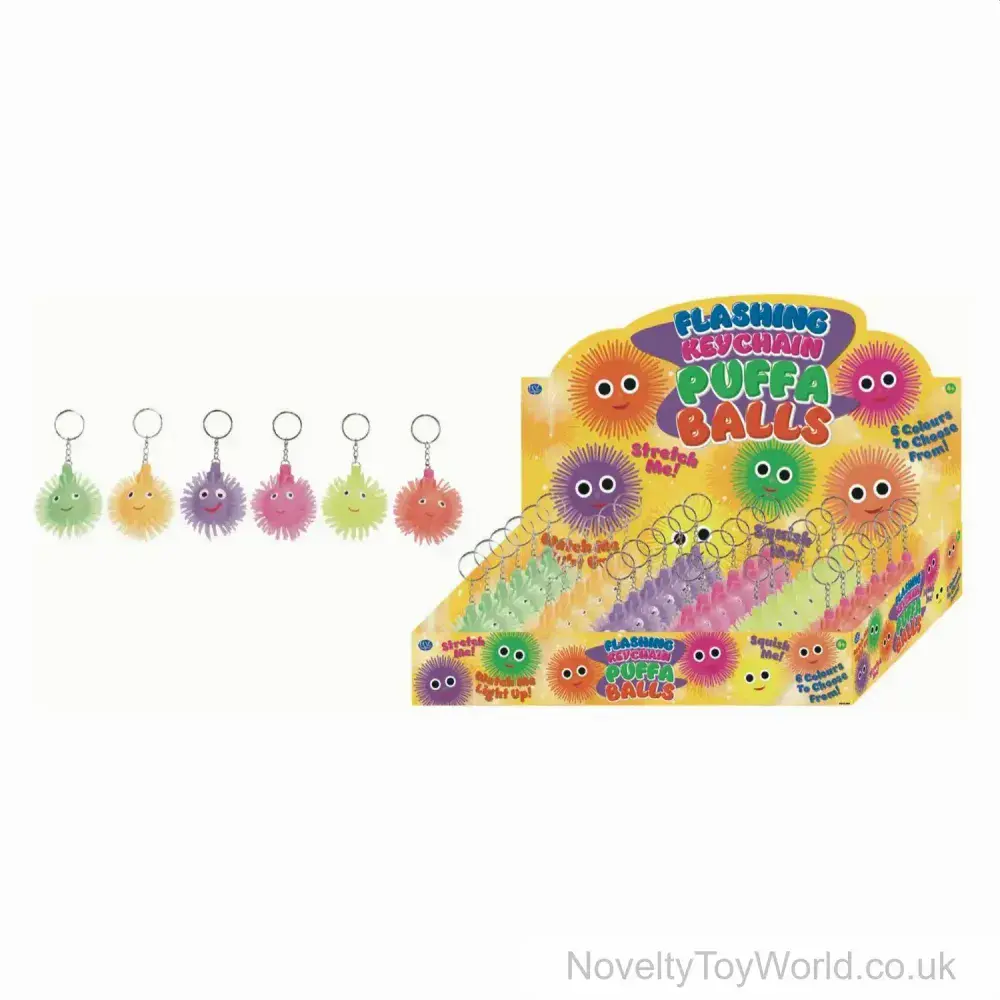 Light Up Smile Puffer Ball Keyring (6cm) | Wholesale Sensory Toys UK