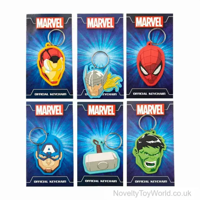 Marvel Avengers Rubber Keyrings - 6 Assorted | Bulk Buy Marvel Gifts